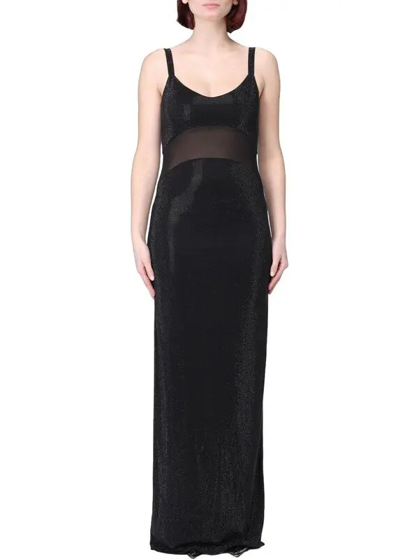 TWENTY FOURHAITCH Rhinestone Embellished Sheath Gown - Black