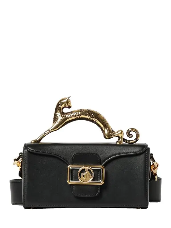 LANVIN Sculptural Handle Leather Bag - Black
