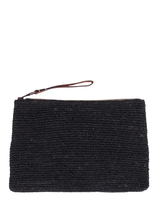 IBELIV Tea Ampy Crocheted Raffia Pouch - Black