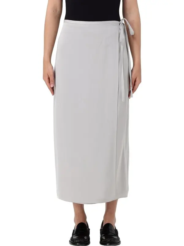Theory Wrap Midi Skirt - Silver