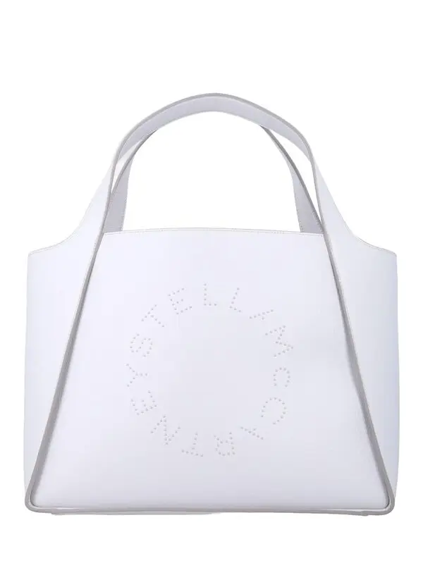 Stella McCartney Faux Leather Tote Bag With Micro Stud Logo - Grey