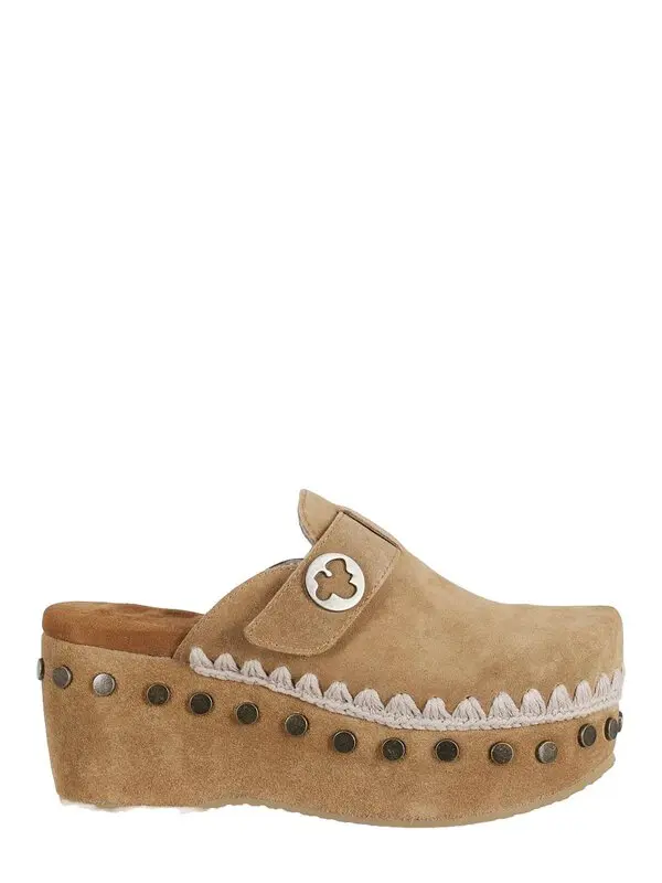 Mou Suede Clogs With Stud Embellishments - Leather