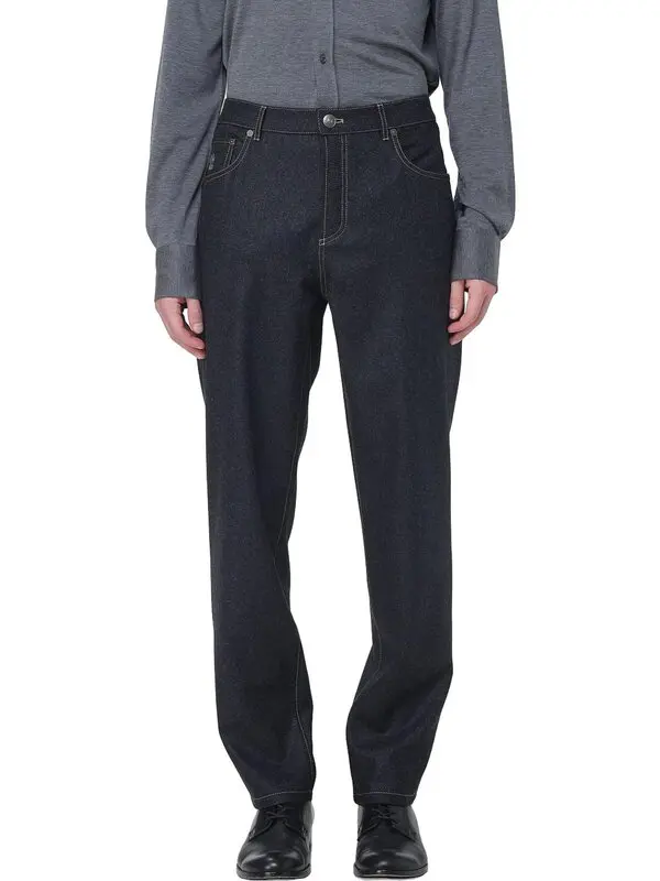 Brunello Cucinelli Five-pocket Straight-leg Jeans In Wool Felt - Grey