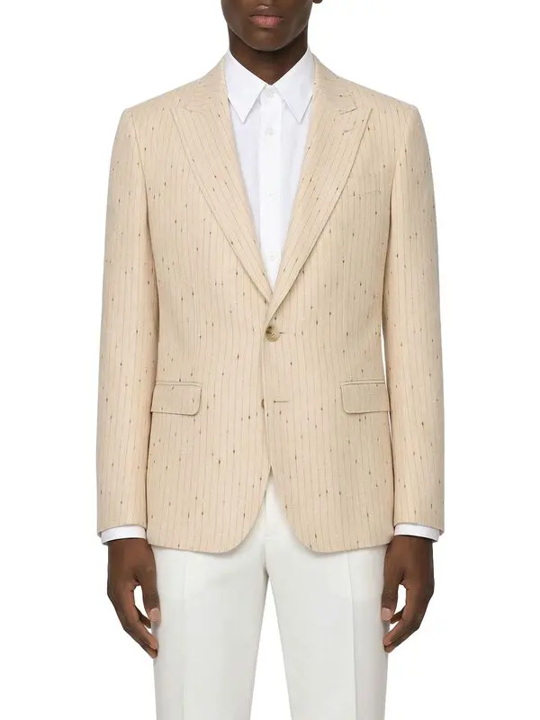 Dolce & Gabbana Pin Viscose Single Breasted Blazer - Striped