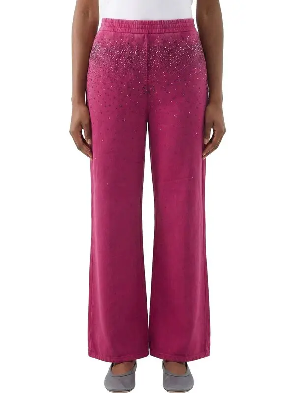 Liu Jo Embellished Cotton Trousers - Fuchsia