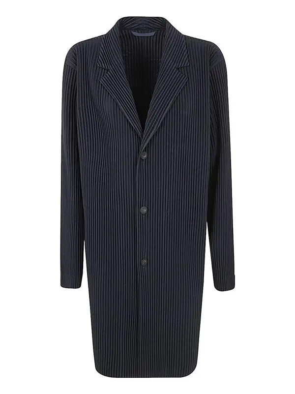Issey Miyake Pleated Coat - Navy