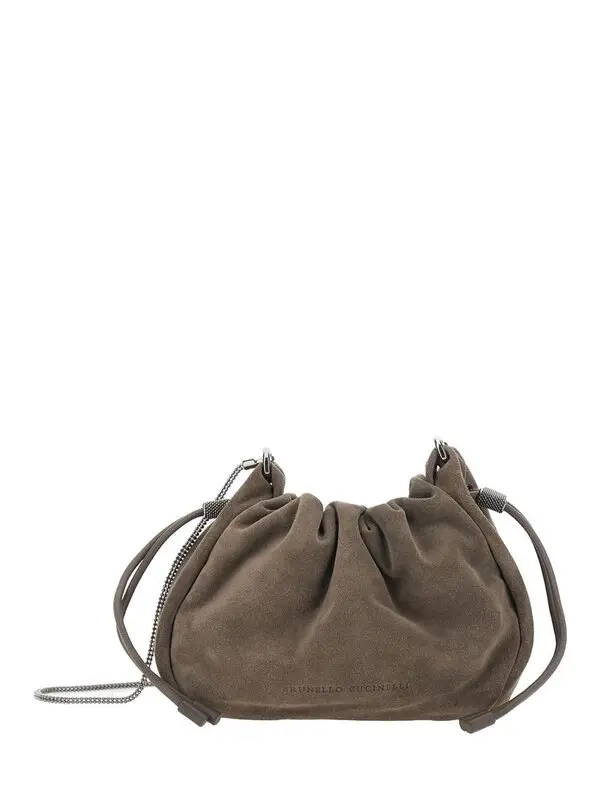 Brunello Cucinelli Suede Drawstring Bucket Bag - Brown