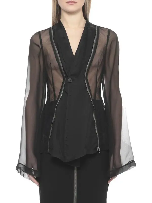 Rick Owens Transparent Nylon Blazer - Black