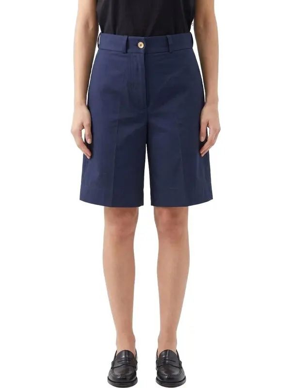 PATOU High-waisted Cotton Shorts With Belt Loops - Blue