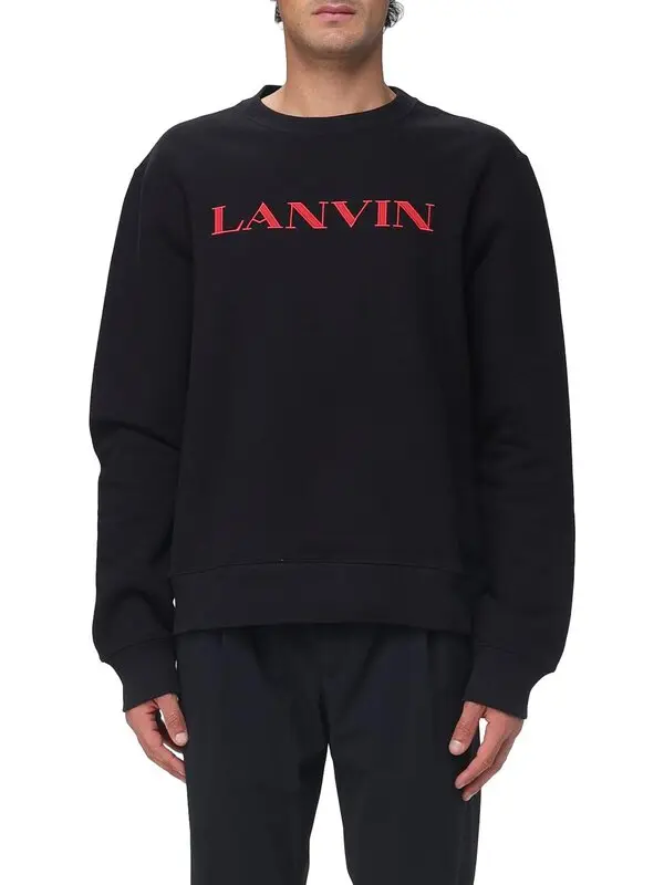 LANVIN Cotton Crew-neck Sweatshirt With Logo - Black