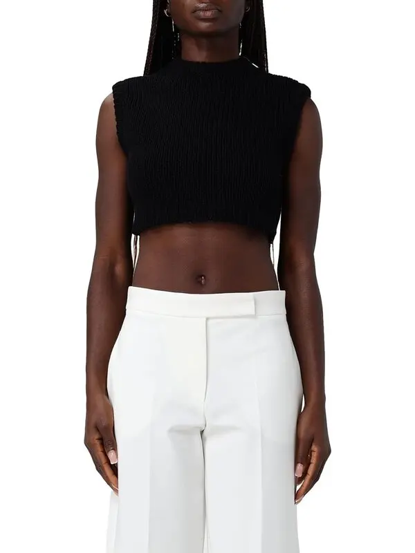 Max Mara Sleeveless Cropped Knit Top - Black