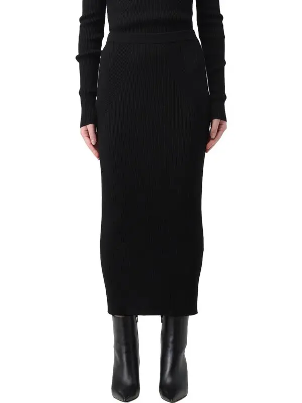 Alexander McQueen Ribbed Knit Maxi Skirt - Black