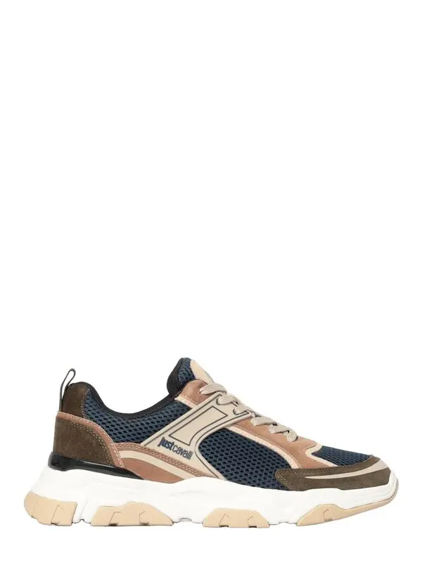 Just Cavalli Suede And Mesh Low-top Sneakers - Blue
