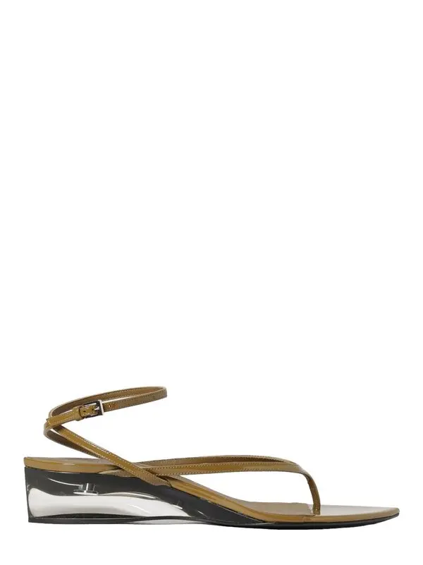 Alaïa Patent Leather Wedge Sandals - Green
