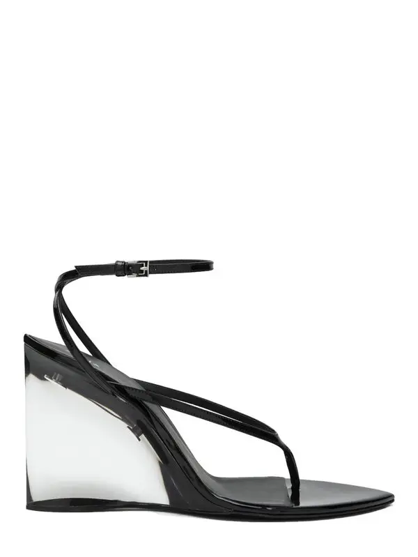 Alaïa Patent Calf Leather Wedge Sandals - Black