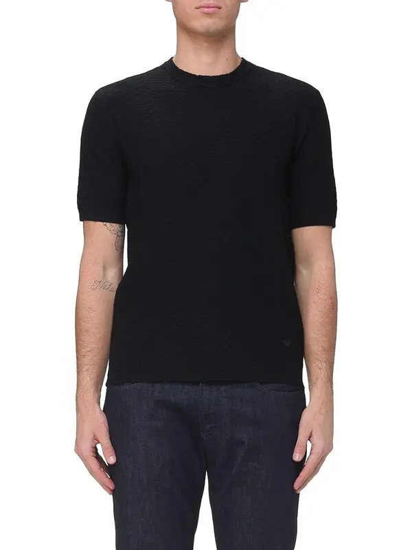 Emporio Armani Viscose Blend Crewneck Sweater - Black