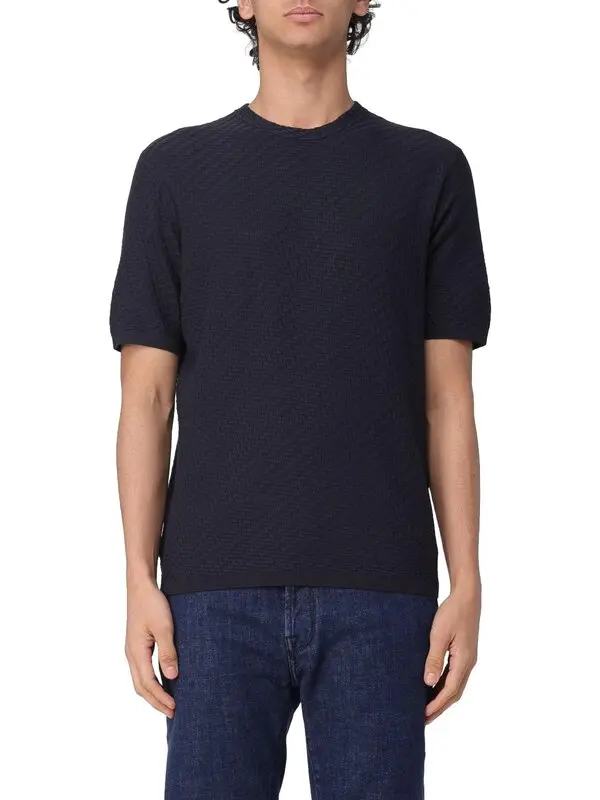 Emporio Armani Viscose Blend Crewneck Sweater - Blue