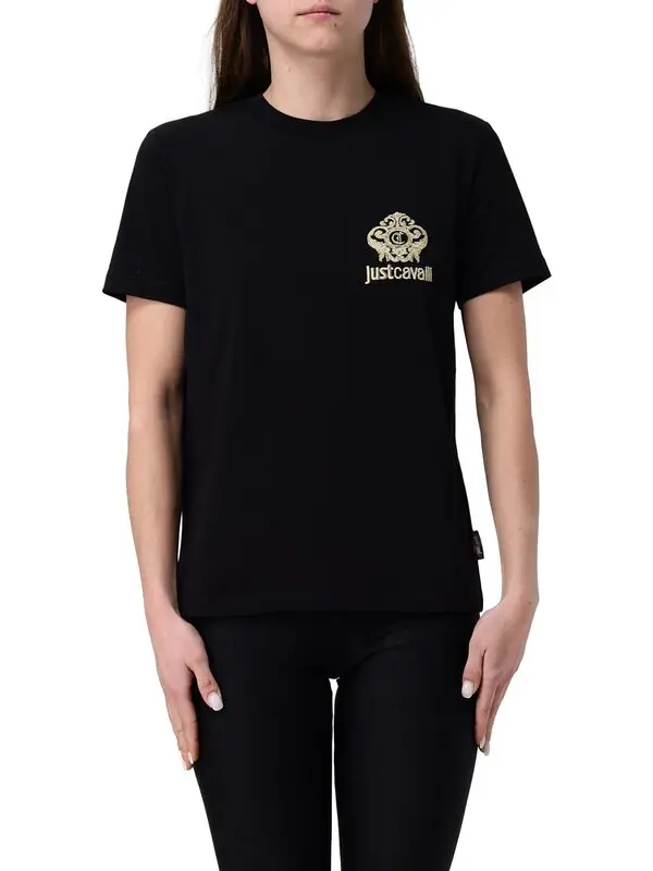 Just Cavalli Cotton T-shirts With Logo - Black