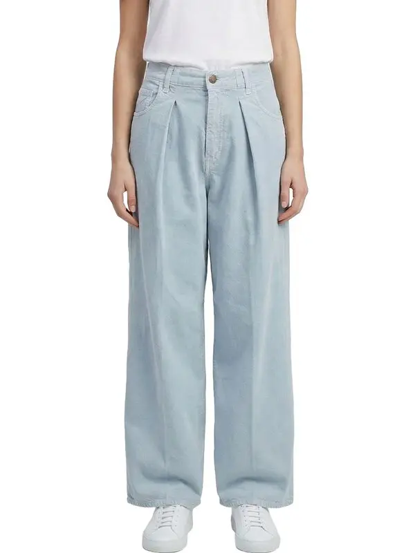 HAIKURE Pleated Wide Leg Jeans - Gnawed Blue