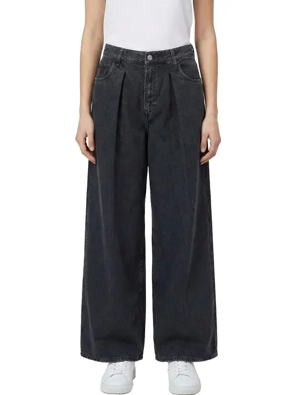 HAIKURE Pleated Wide Leg Jeans - Grey