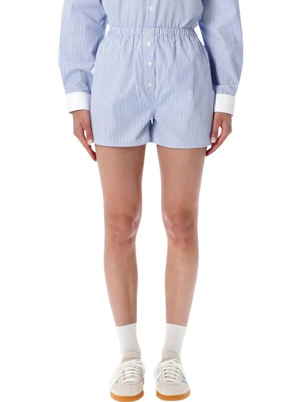 SPORTY & RICH Striped Cotton Boxer Shorts - Blue