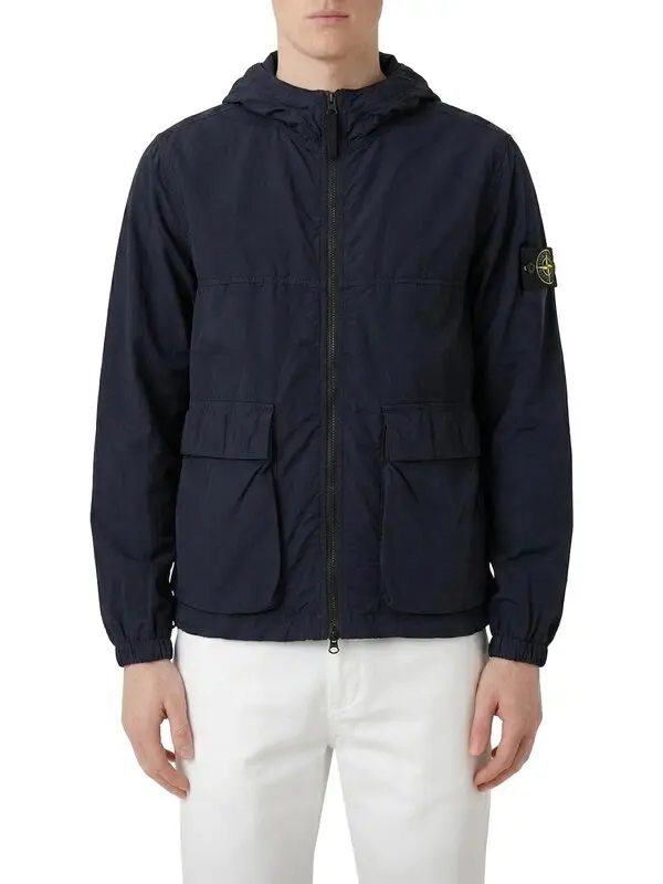 Stone Island Hooded Nylon Windbreaker - Blue