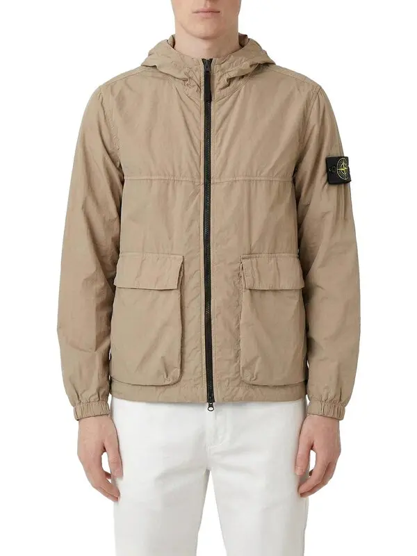 Stone Island Hooded Nylon Windbreaker - Sand