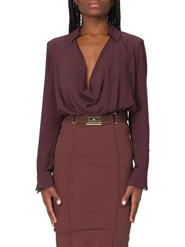 Elisabetta Franchi Draped Blouse - Cocoa