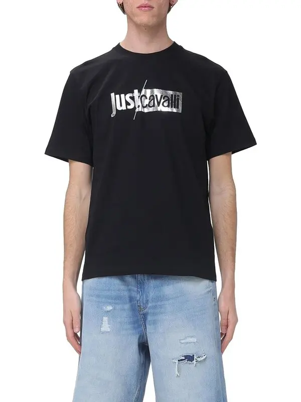 Just Cavalli Laminated Cotton T-shirt - Black