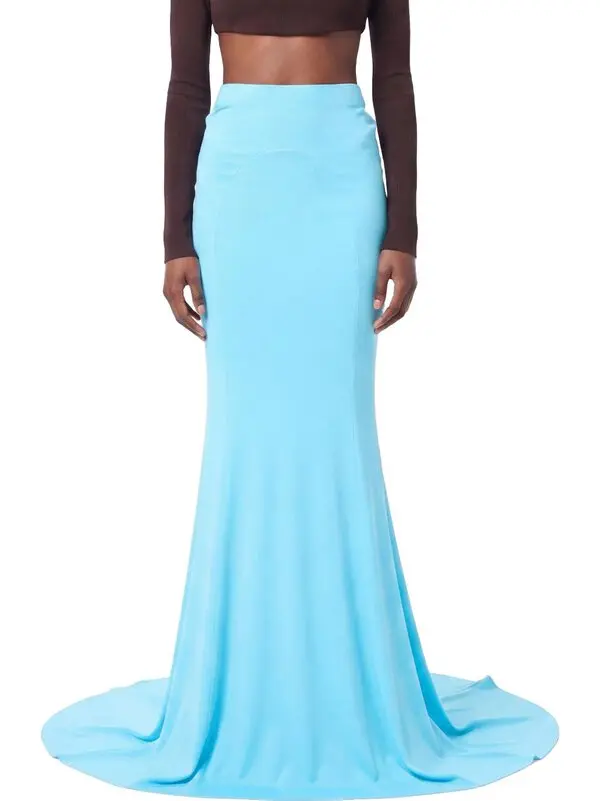 TOM FORD Jersey Long Skirt With Train - Blue