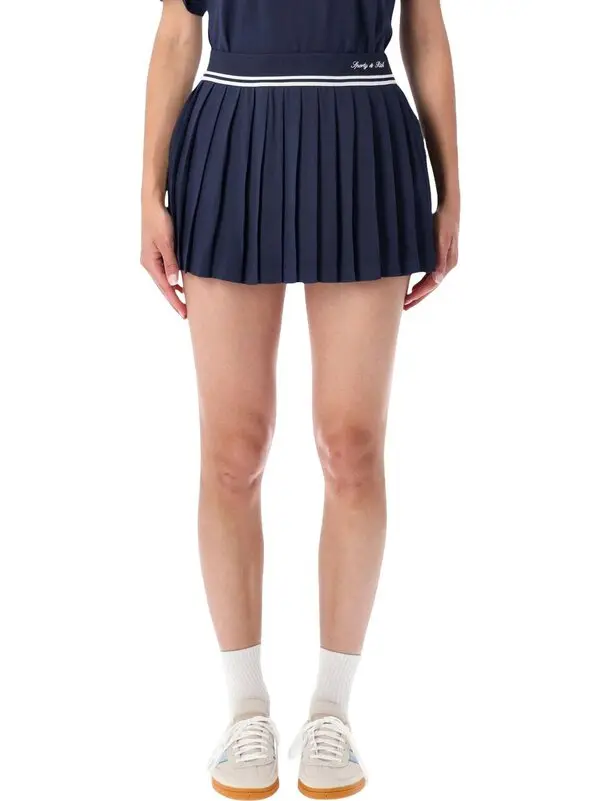 SPORTY & RICH Pleated Tennis Mini Skirt - Navy