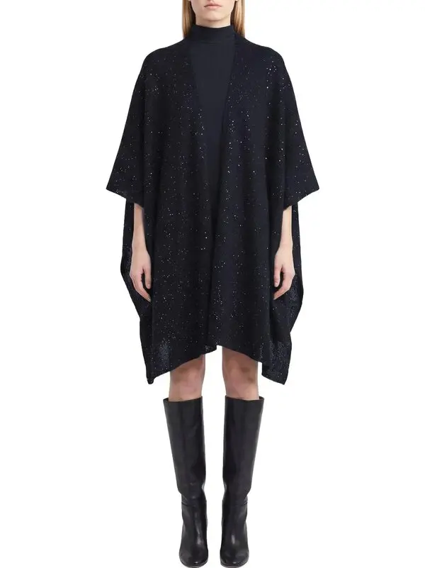 Fabiana Filippi Asymmetrical Knit Poncho - Blue