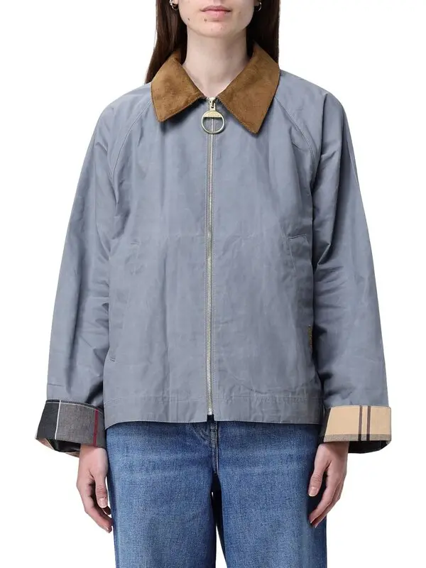 Barbour Zip-up Jacket With Corduroy Collar - Grey