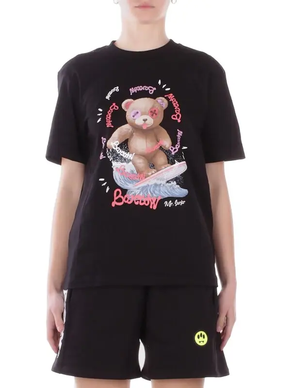 BARROW Cotton T-shirt With Graphic Print - Black