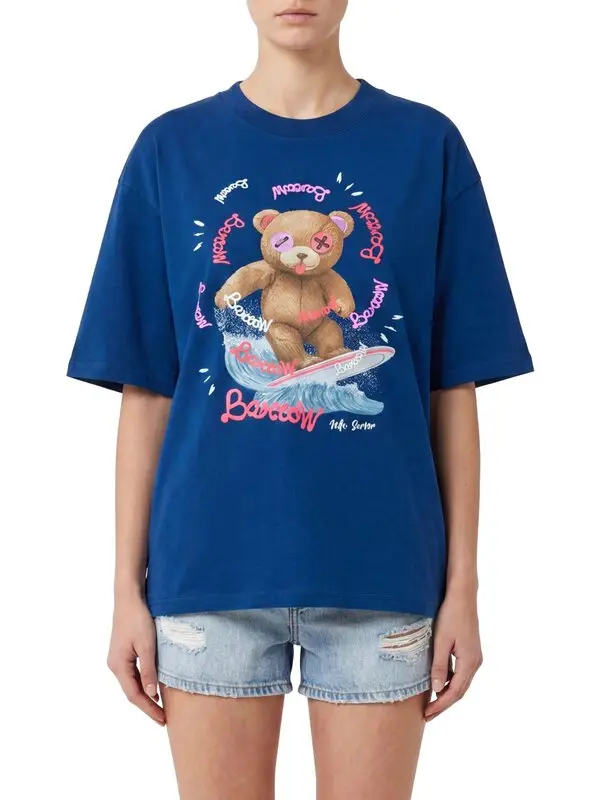 BARROW Cotton T-shirt With Graphic Print - Ink