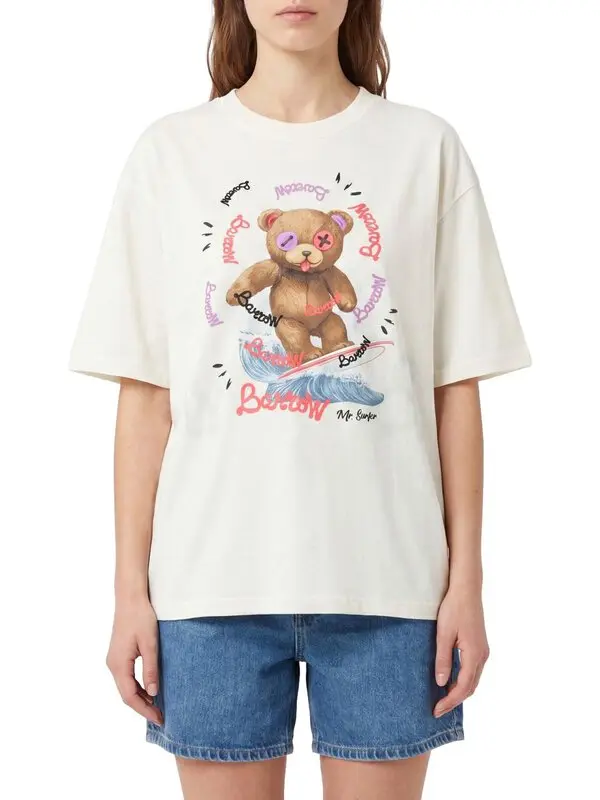 BARROW Cotton T-shirt With Graphic Print - White