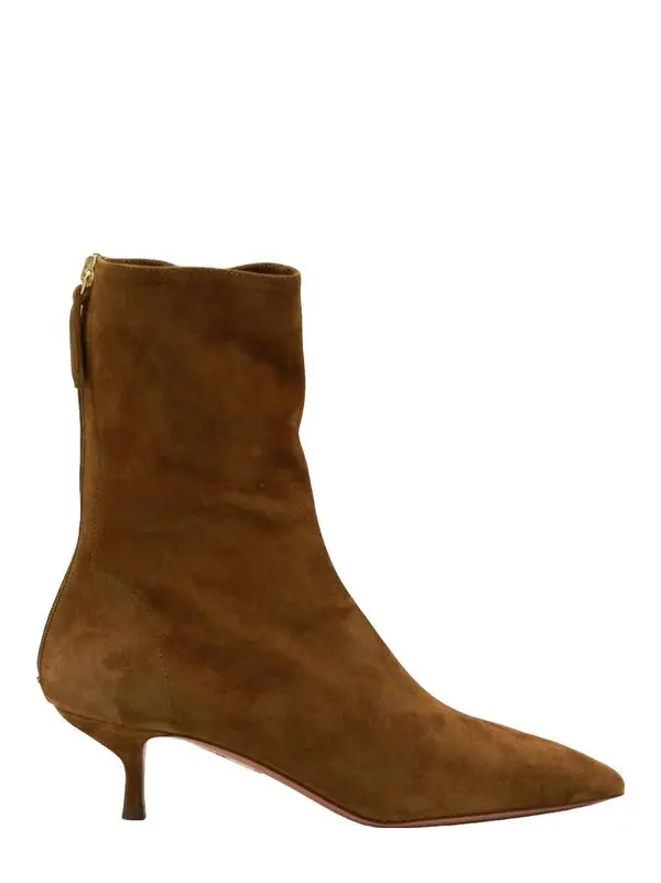 AQUAZZURA Suede Ankle Boots With Spool Heel And Rear Zip Closure - Hazel