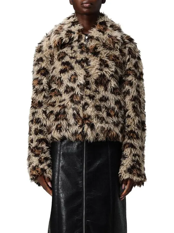MSGM Leopard Print Faux Fur Jacket - Beige