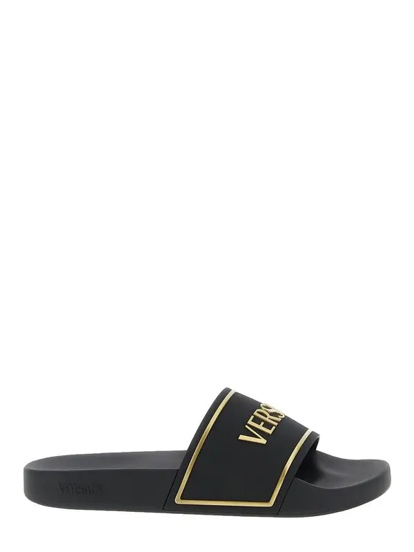 Versace Logo Slides - Black