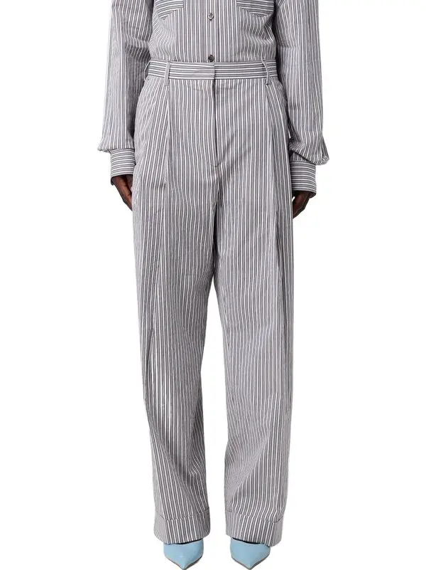 Dries Van Noten Striped Cotton And Silk Wide-leg Trousers - Brown