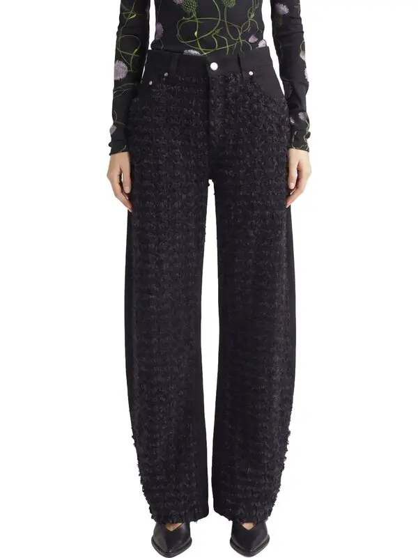 Stella McCartney Baggy Jeans With Bouclé Inserts - Black