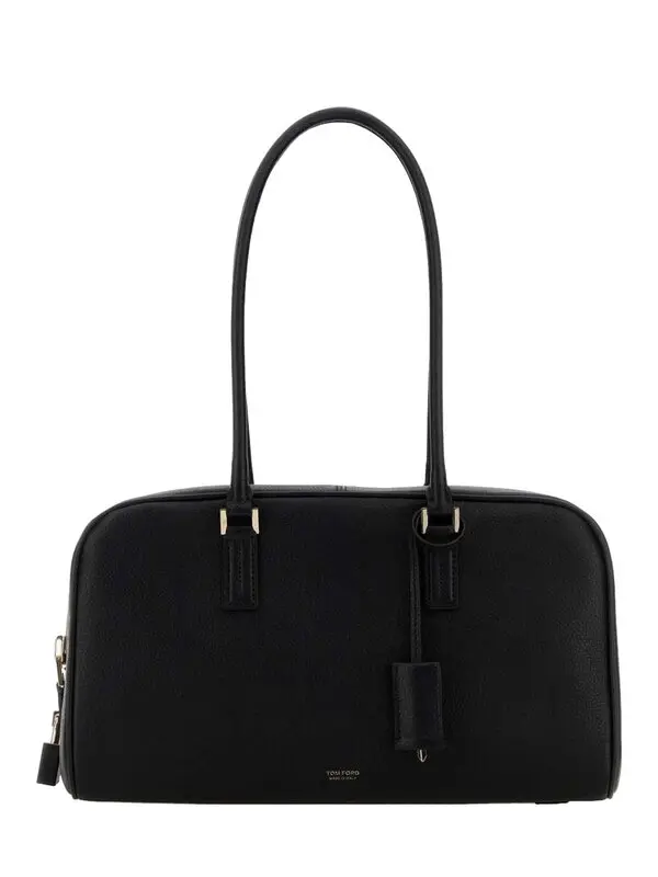 TOM FORD Padlock Grained Leather Bag - Black