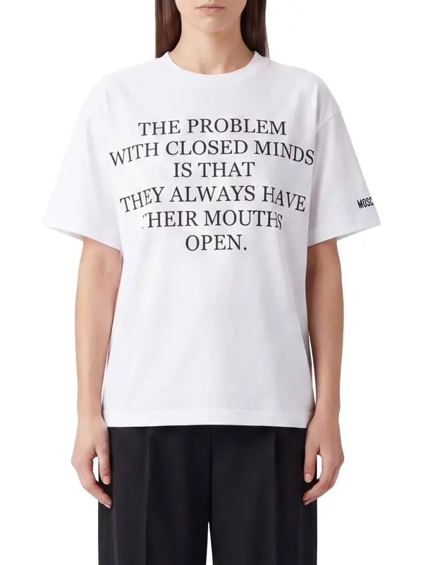 Moschino Relaxed Fit Cotton T-shirt With Contrast Logo Print - White