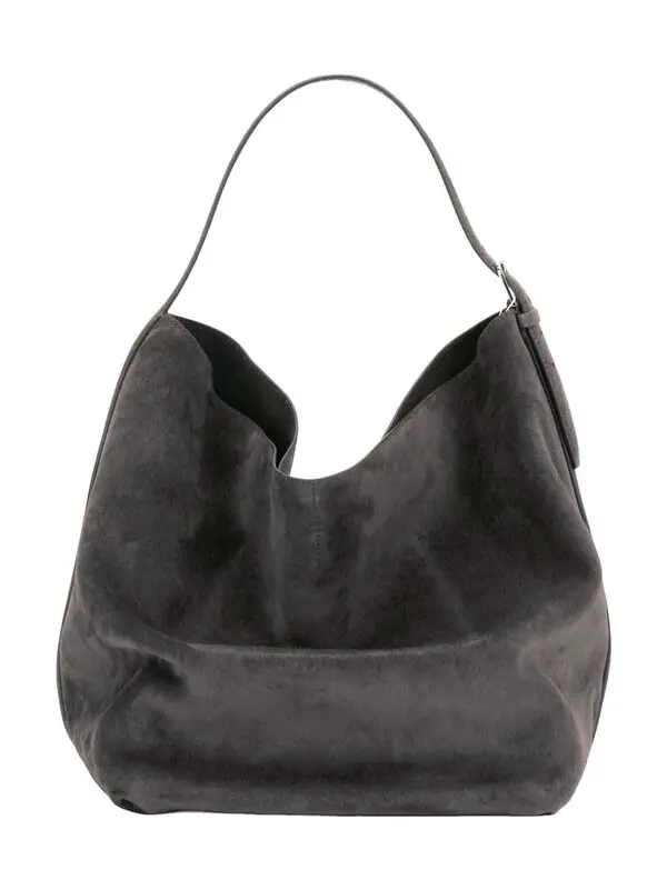 TOTEME Medium Suede Tote Bag With Adjustable Handle And Hook Closure - Grey