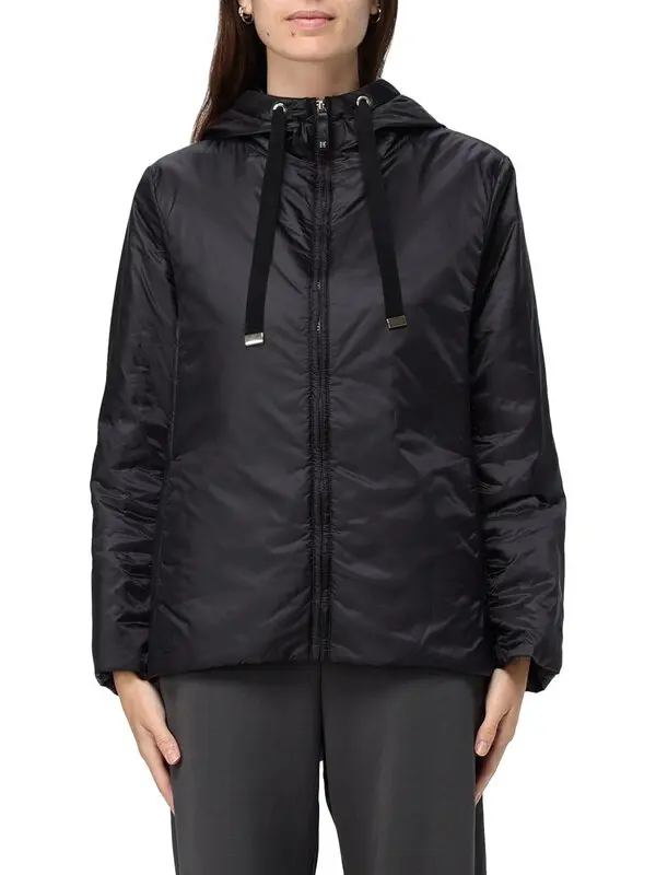Max Mara Hooded Technical Fabric Short Windbreaker - Black