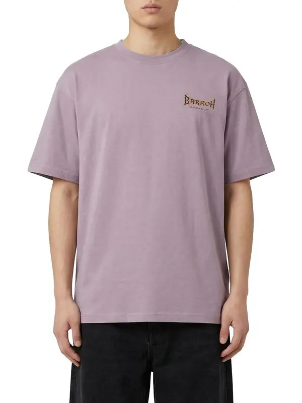 BARROW Cotton T-shirt With Skull Print - Pink