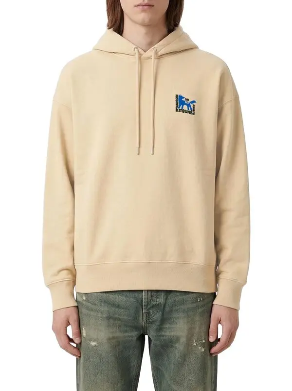 Maison Kitsuné Cotton Hoodie With Printed Logo - Beige