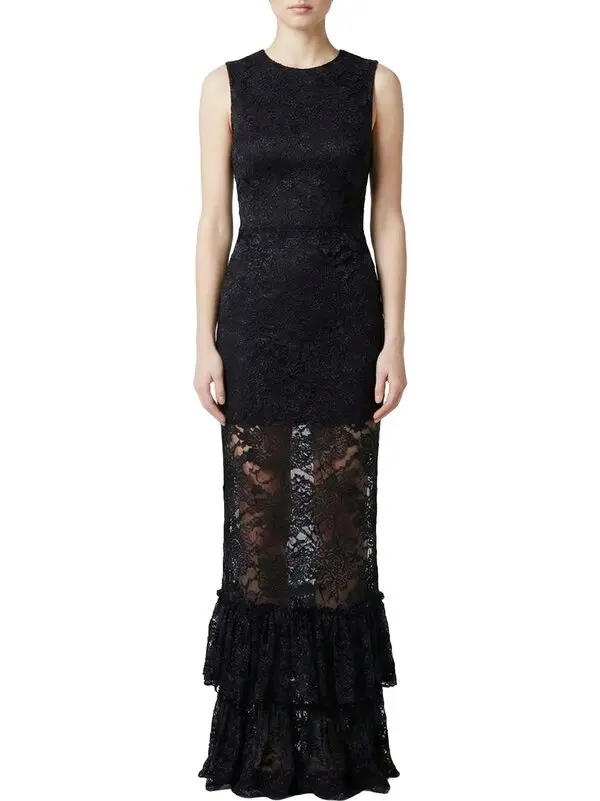ANIYE BY Lace Maxi Dress With Ruffled Hem - Black