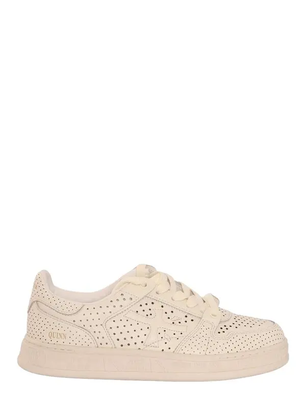 Premiata Quinn Perforated Leather Lace-up Sneakers - White