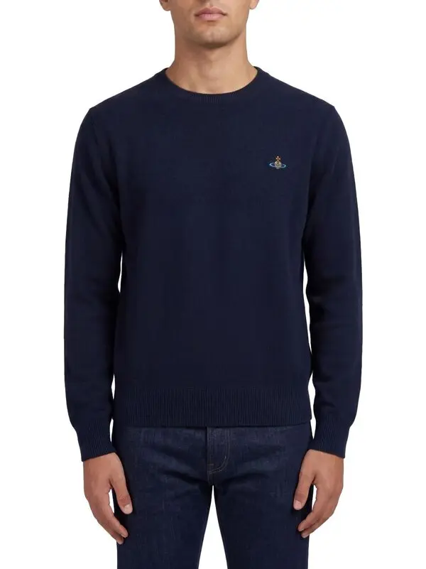 VIVIENNE WESTWOOD Merino Wool And Cashmere Blend Crewneck Sweater - Navy